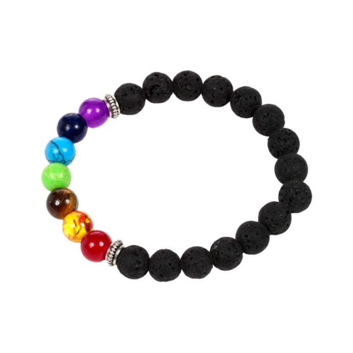 Bracelet Chakra en pierre de Lave & Gemme